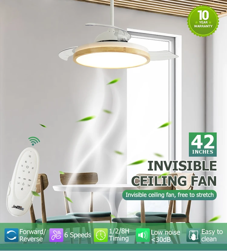 1stshine Led Ceiling Fan Retractable Pc Blades Dimmable Led Lighting ...