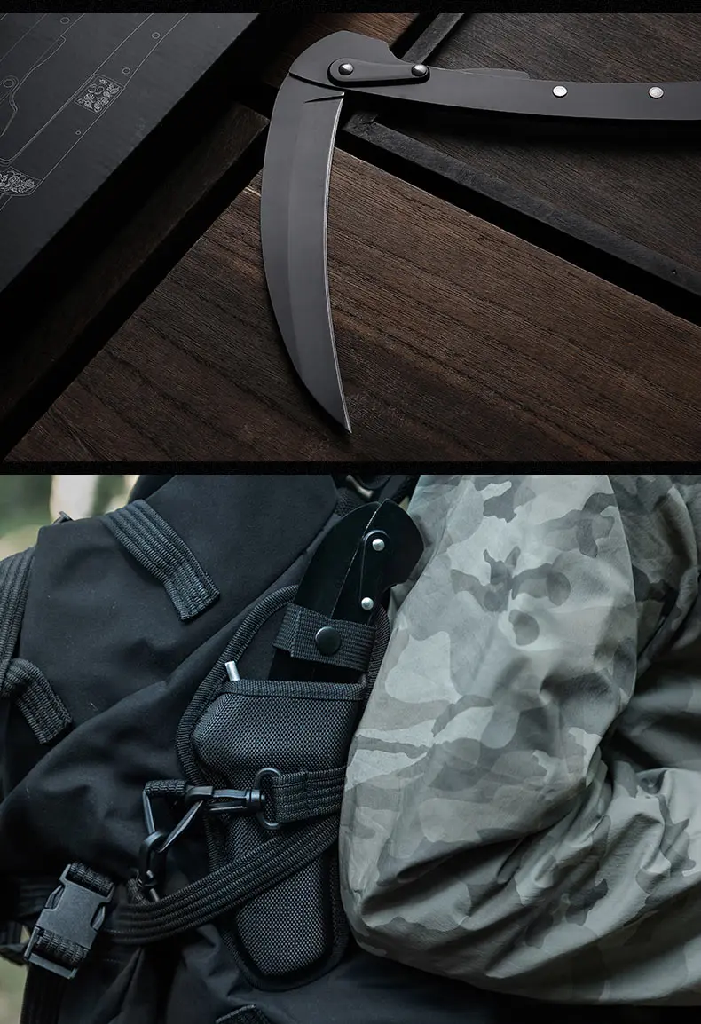 Black Sharp Edge Folding Sickle - Garden & Survival Tool