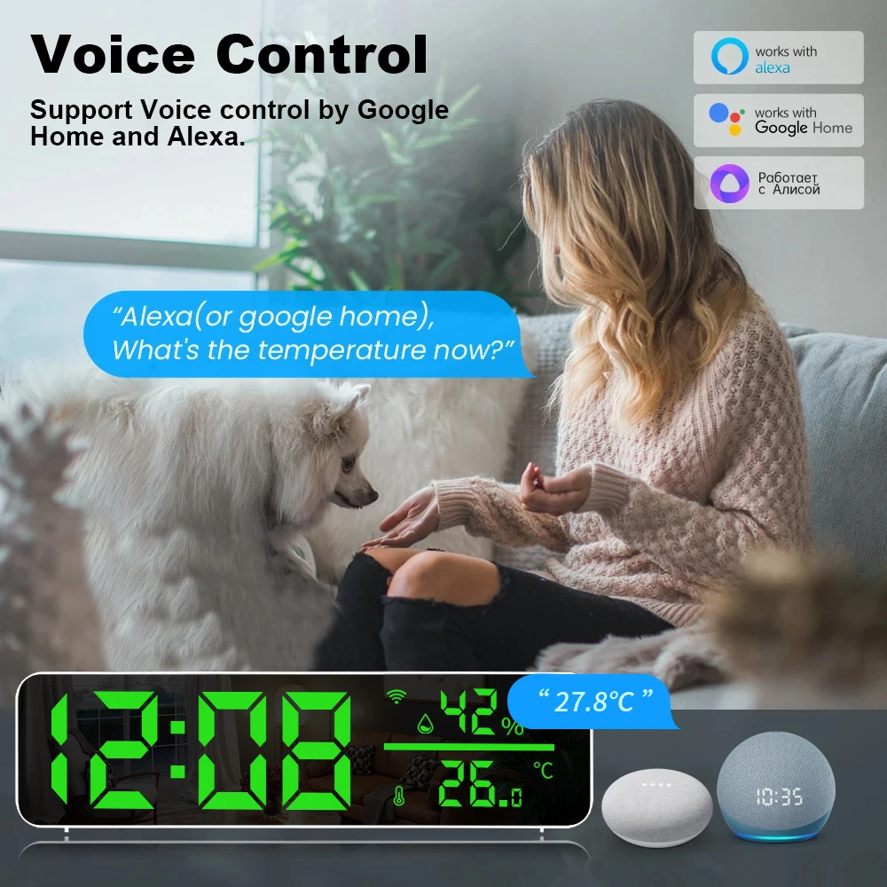 Desktop Alarm Clock Real-time Monitors Indoor Temperature and Humidity ...