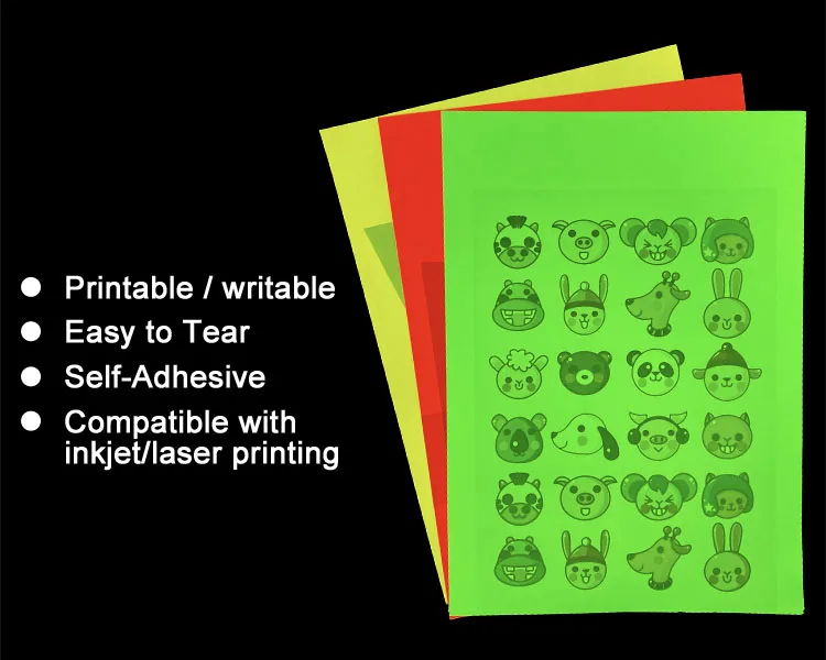 Fluorescent Green Matte A4 Sticker Paper For Colour Sticker Printing, Oem