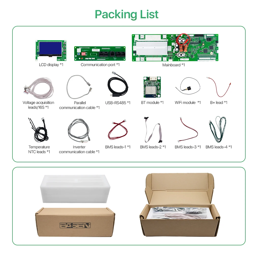 BASEN 16S 48V 200A Smart BMS for Lifepo4 Battery Management