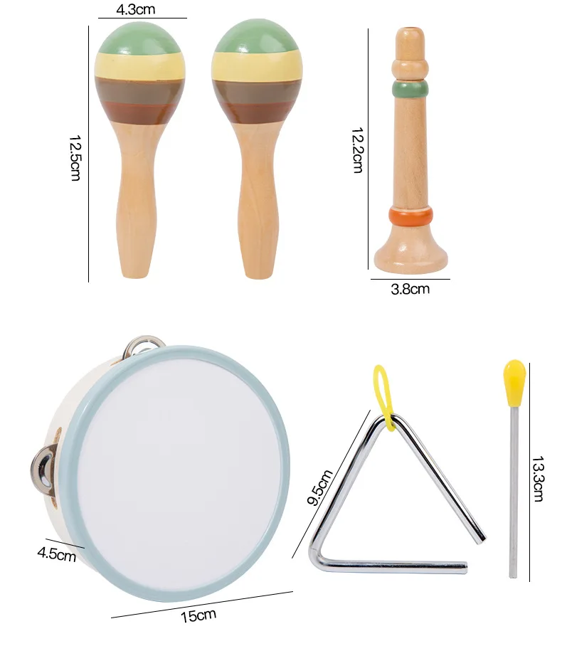 Children Wooden Orff Music Toy Early Education Instrument Set Clap Drum ...