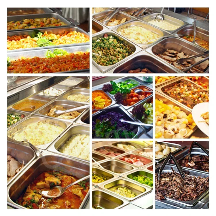 Commercial Food Buffet Counter With Bench Fridge Electric Food Warmer ...