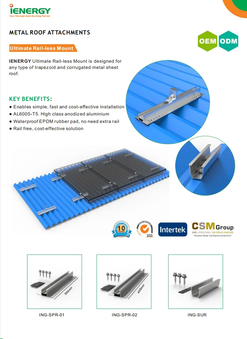 Solar Mount Structure - Railess Solar Short Rails Aluminium