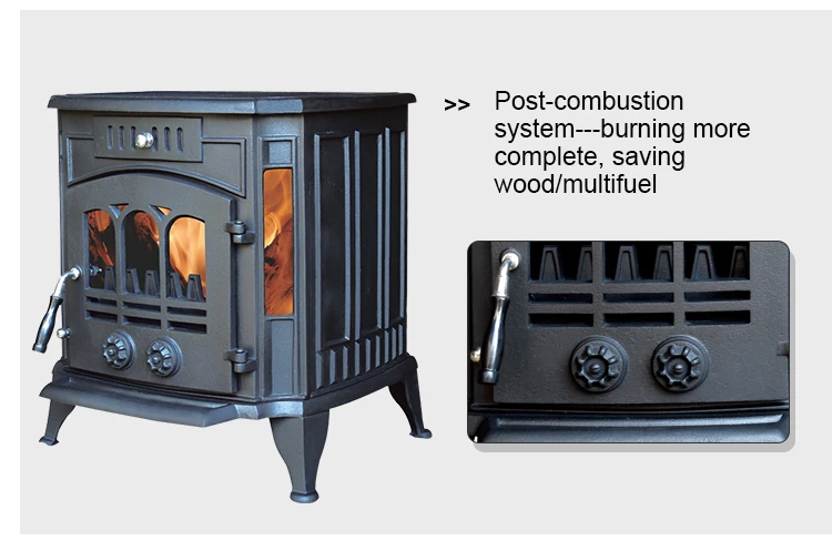 Cast Iron Wood Log Burning Stove Real Fire Fireplace Burner for Indoor ...