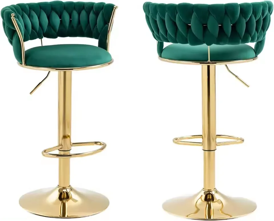 Modern Nordic Luxury Golden Metal Legs Velvet Seat Adjustable Height ...