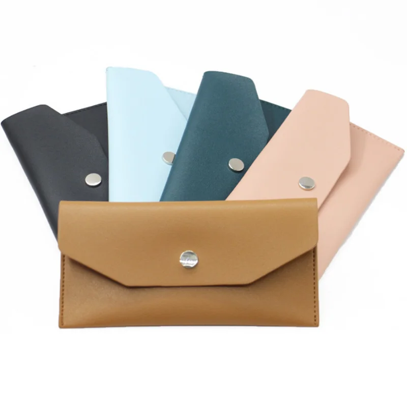 Envelope Shaped Card Holder PU Leather Purse Portable Pen Pouch ...
