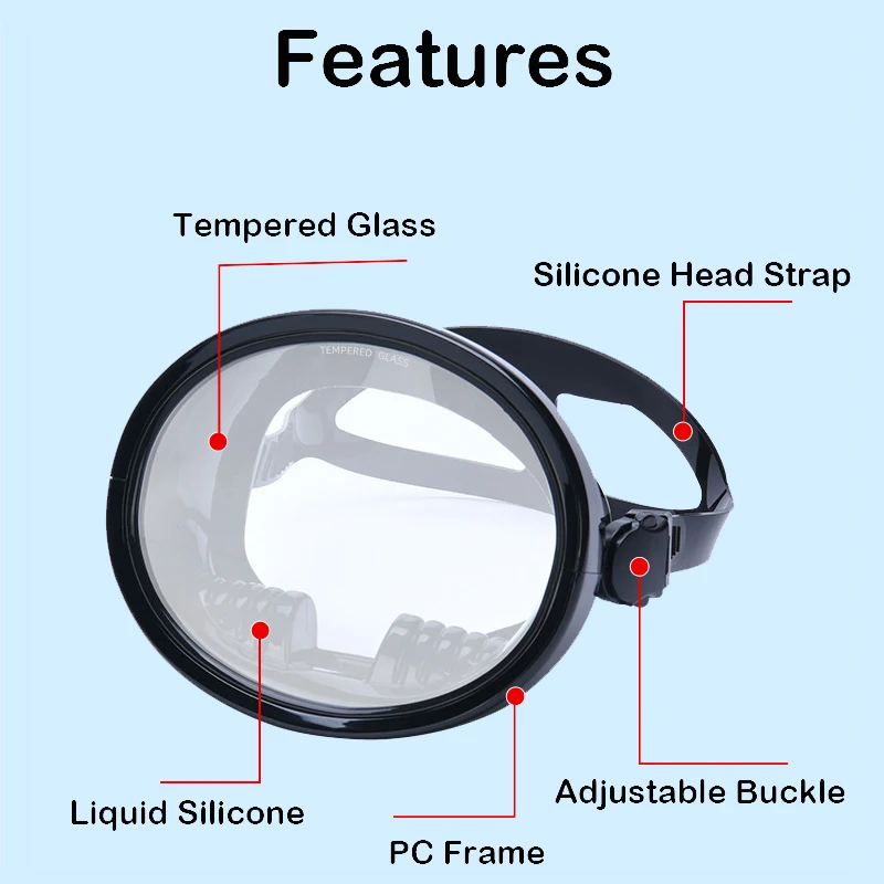 Classic Oval Dive Mask Snorkel Spearfishing Wideview Tempered Glasses ...