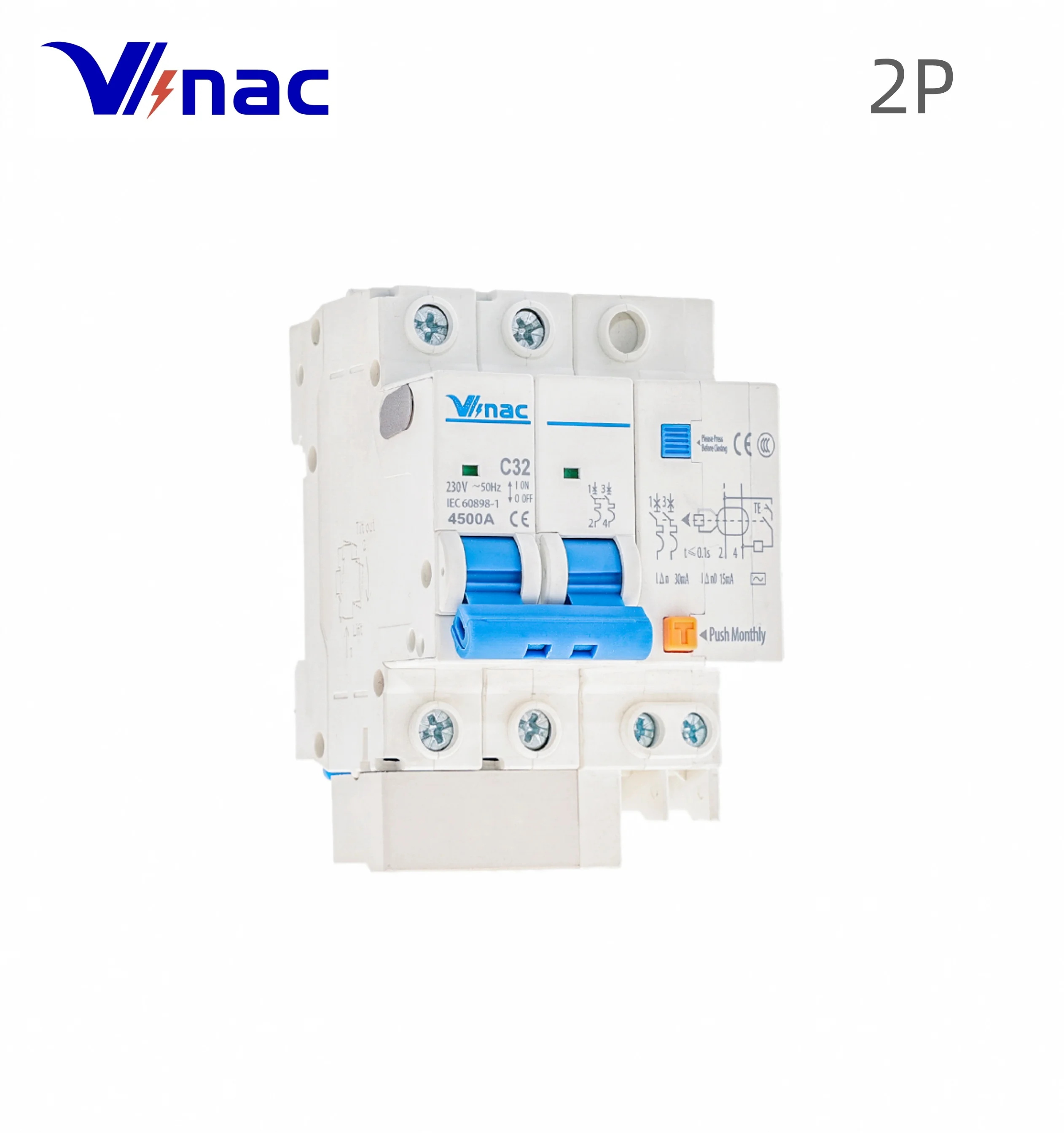 1p+n Earth Leakage Miniature Circuit Breaker Rcd/rccb/rcbo/elcb 6a 10a 16a 20a 25a 32a 40a 50a ...