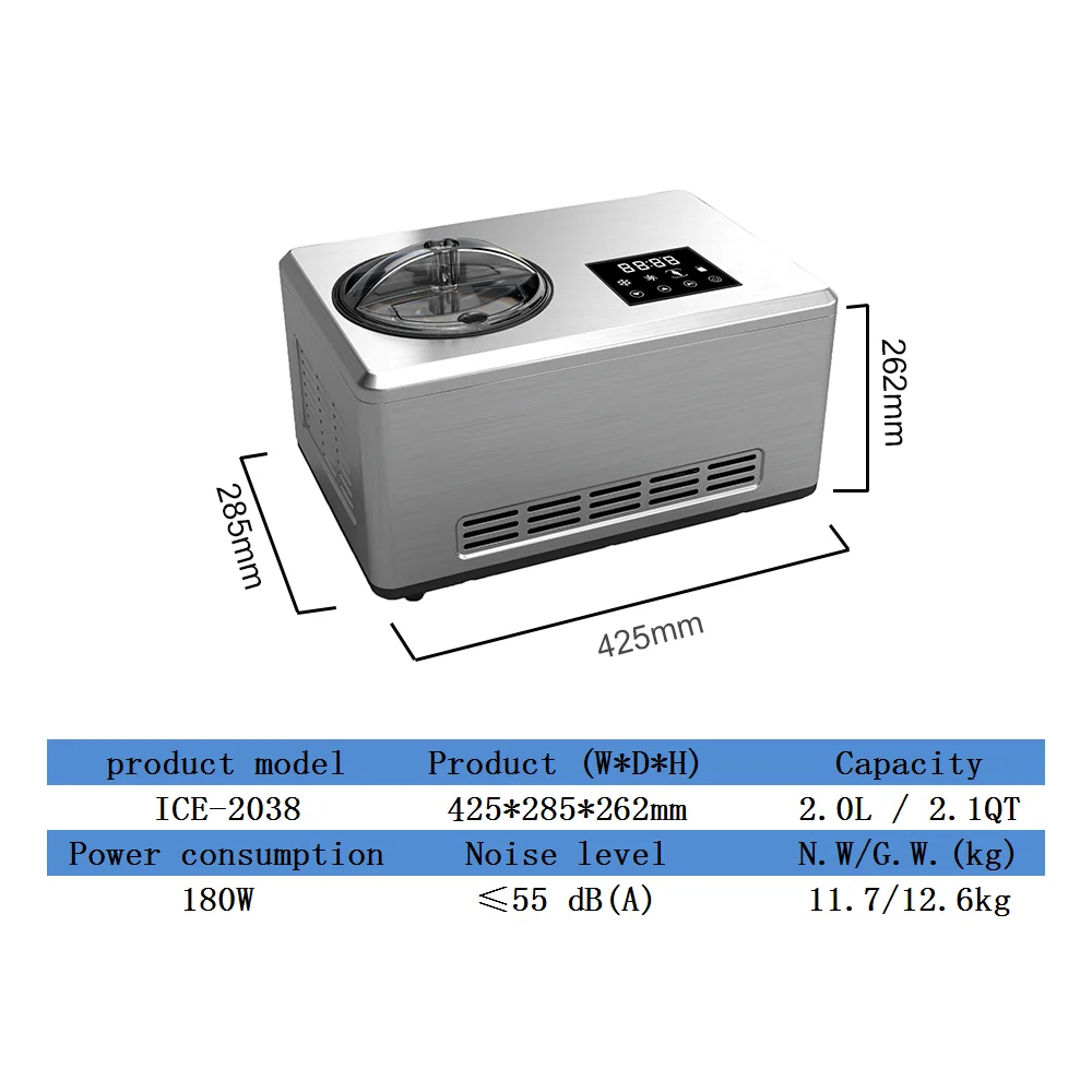 Ice Cream Maker Machine For Home 2l Large Capacity Detachable Easy To ...