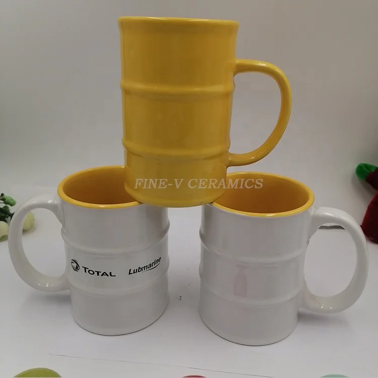 Custom Logo Ceramic Coffee Mug - 55 Gallon Oil Drum Design, Eco ...