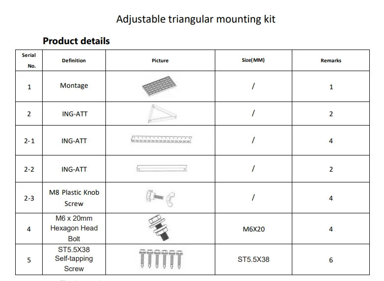 Seanro Aluminum Adjustable Triangle Solar Panel Flat Roof Mounting ...