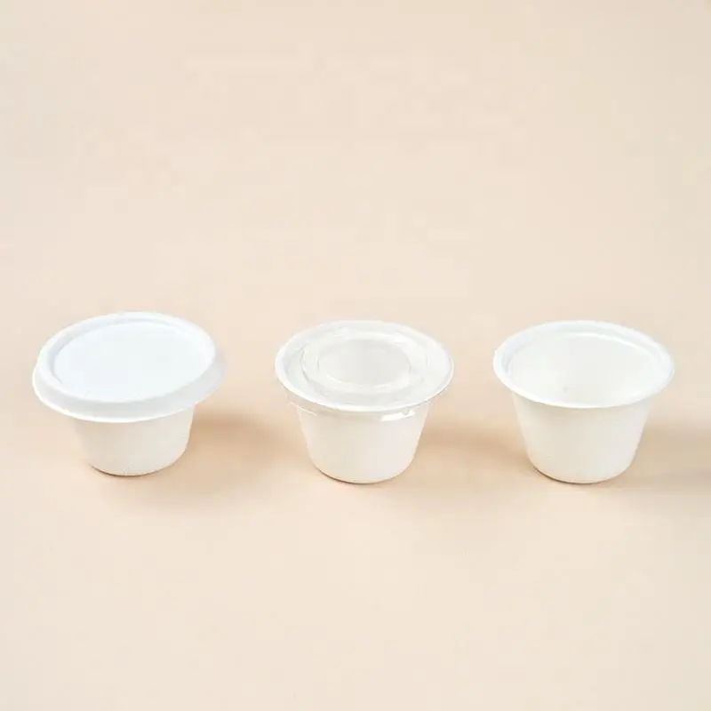 Disposable Biodegradable 2oz Small Sugarcane Bagasse Dipping Sauce Cup ...