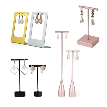 Metal Gold T-bar Hanging Stud Earrings Jewelry Racks Holder Earring ...