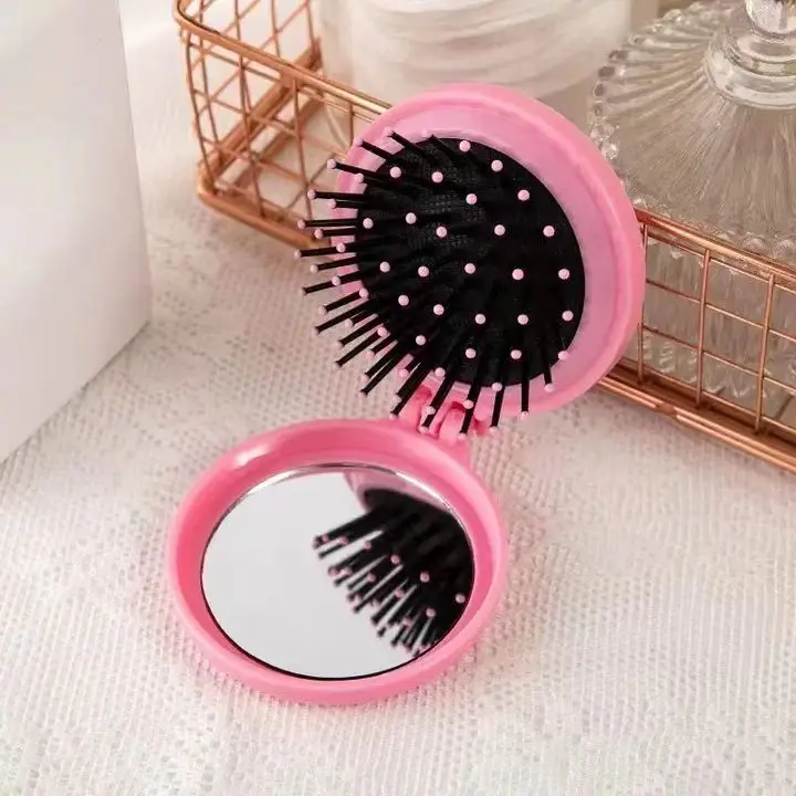 Customized logo Solid Color Mini Folding Comb Hair Brush Travel ...