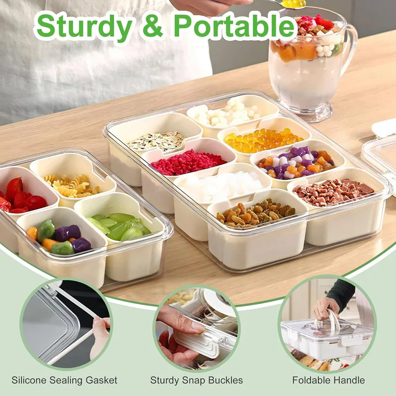 Divided Serving Tray with Lid - Portable Snack Compartment