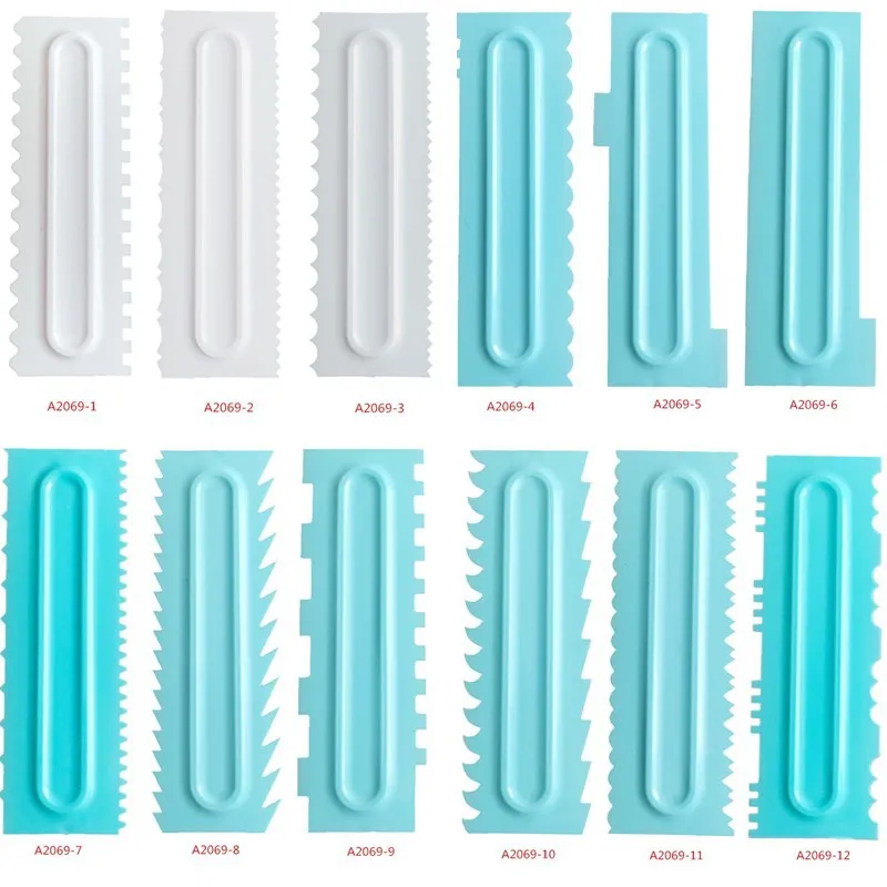 31styles Plastic Cake Cream Scraper Blue And White Smoother Scrapers ...