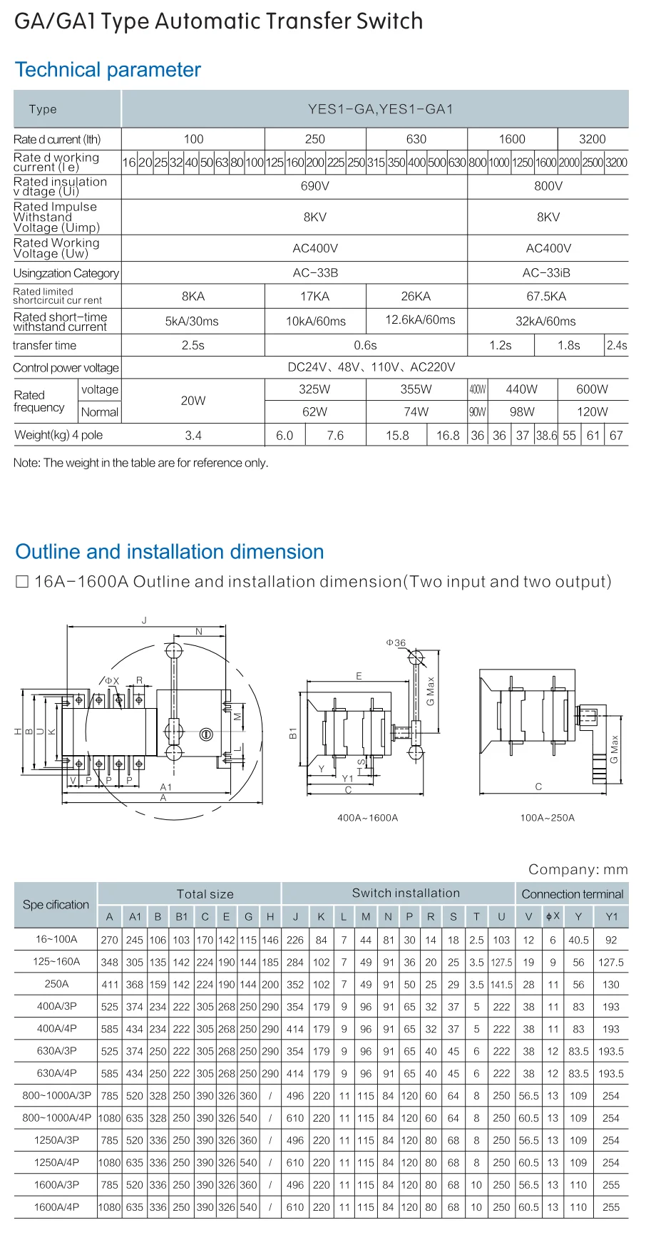 YUYE Automatic Transfer Switch - Reliable Power Management