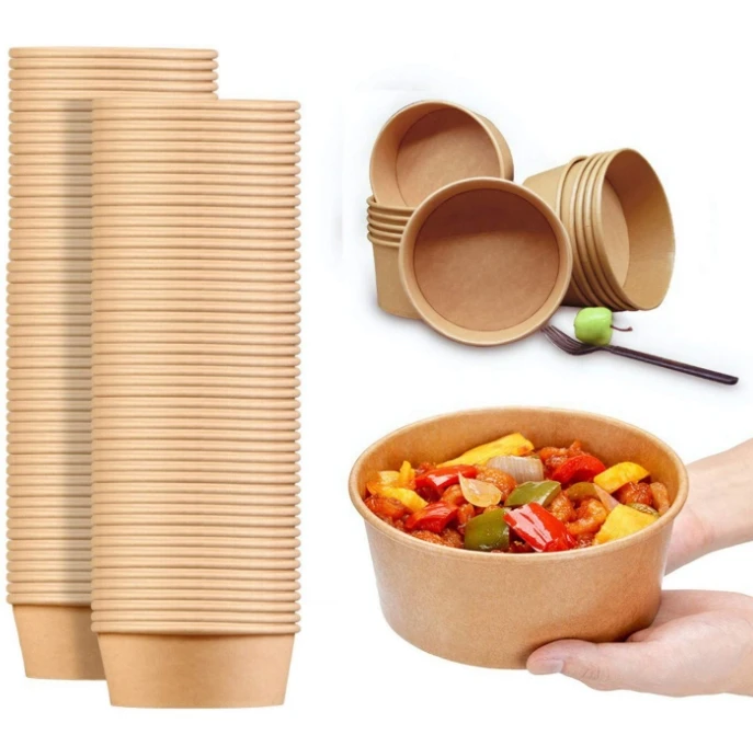 500ml 16oz Disposable Food Packaging Soup Bowl White Cardboard Paper ...
