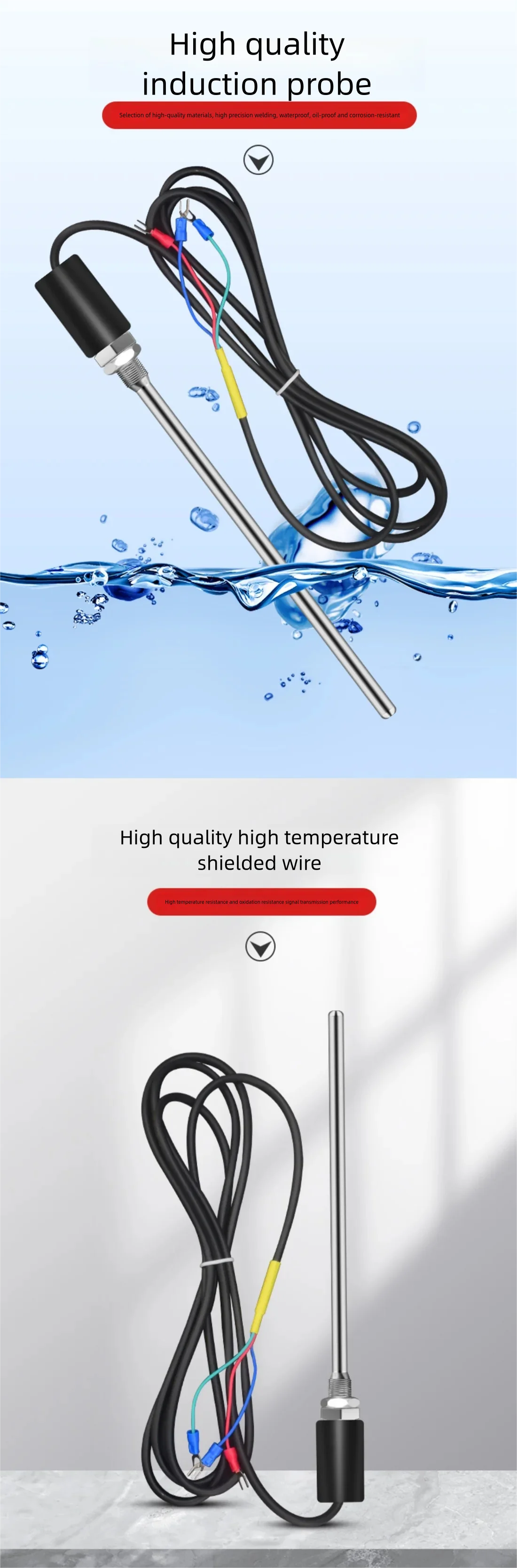 Pt100 Temperature Sensor Platinum Thermistor Temperature Control Probe ...
