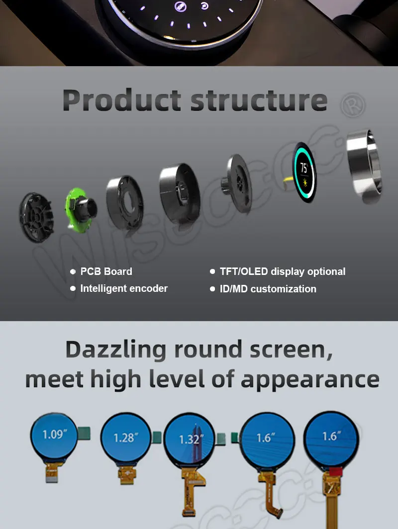 1.28 Inch Circular Lcd Display Smart Control Knob Screen Knob Lcd 240*240 Resolution Switch Knob ...