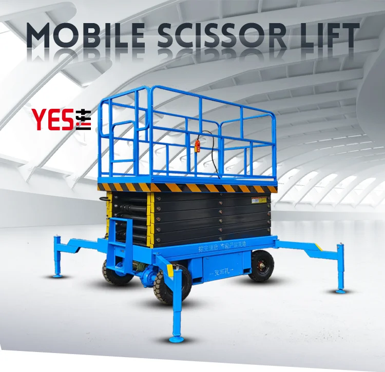 Electric Lift Scissor Lift Table 500kg 1 Ton 1.5 Ton 14m Outdoor Use ...