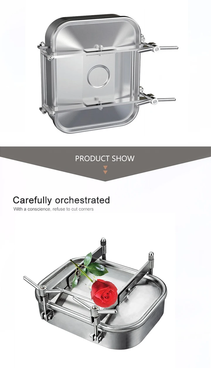 Stainless Steel Tank Rectangular Hatches Manways with Double Lock