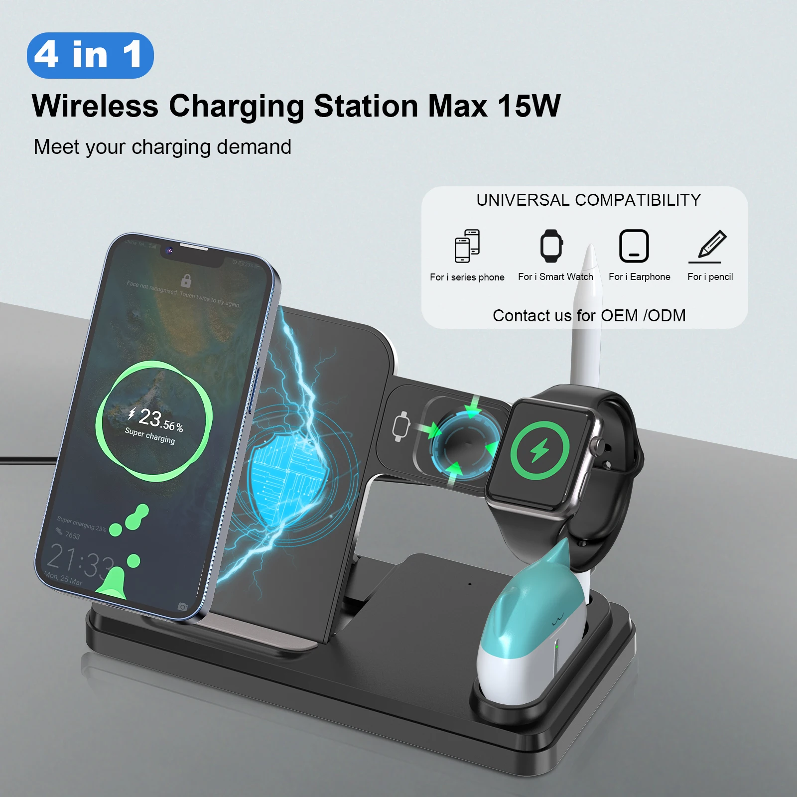 Portable 4 in 1 Multifunction Charger Wireless Magnetic Phone Charger ...