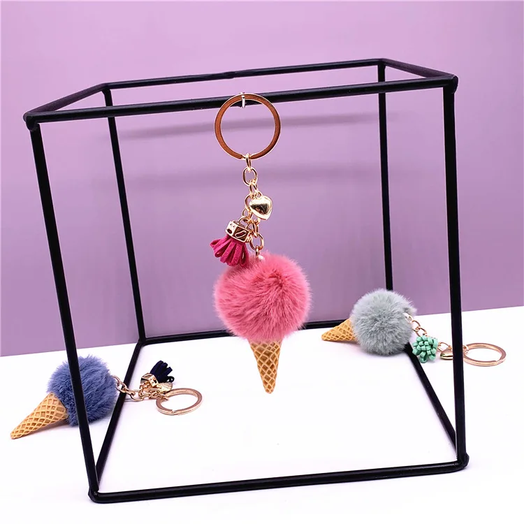 Ice Cream Keychain - Cute Bag Cartoon Plush Pendant