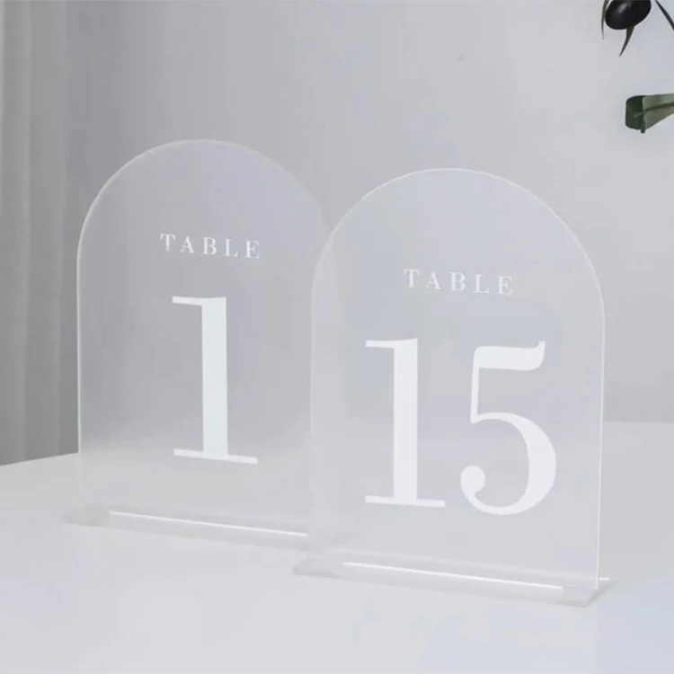 Custom Arch Acrylic Frosted Table Number Holder With Stand Wedding ...