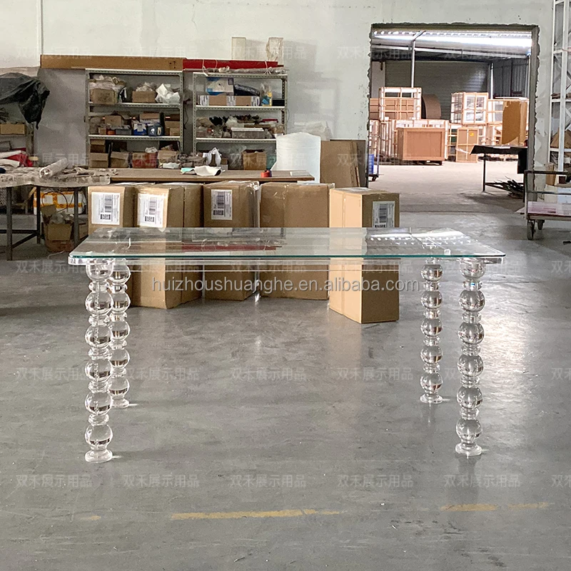 Luxury Hotel Acrylic Wedding Table - 4 Seater Glass Top