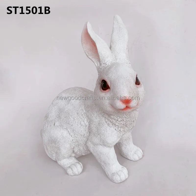 Outdoor Folk Art Garden Sculpture Sitting Rabbit Statues Resin Material ...