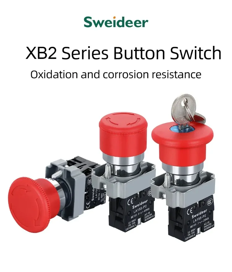 22mm Mushroom Emergency Stop Button Switch XB2-BS542 BS442 BS642 BS142 ...