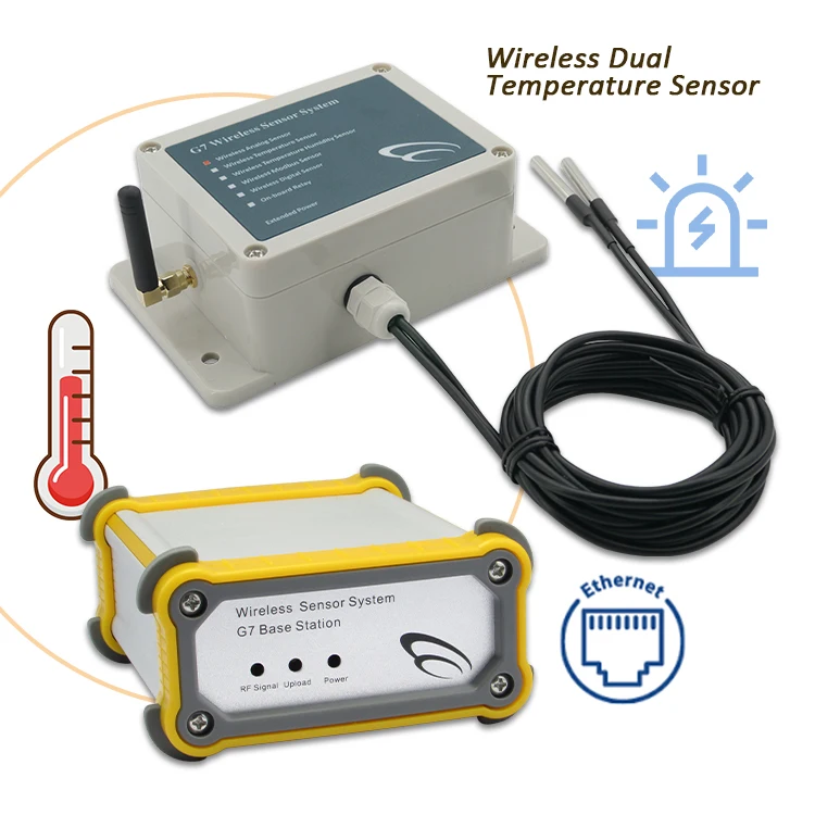 Dual Temperature Detector Transmits Temperature Data Multipoint Wireless Dual Temperature ...