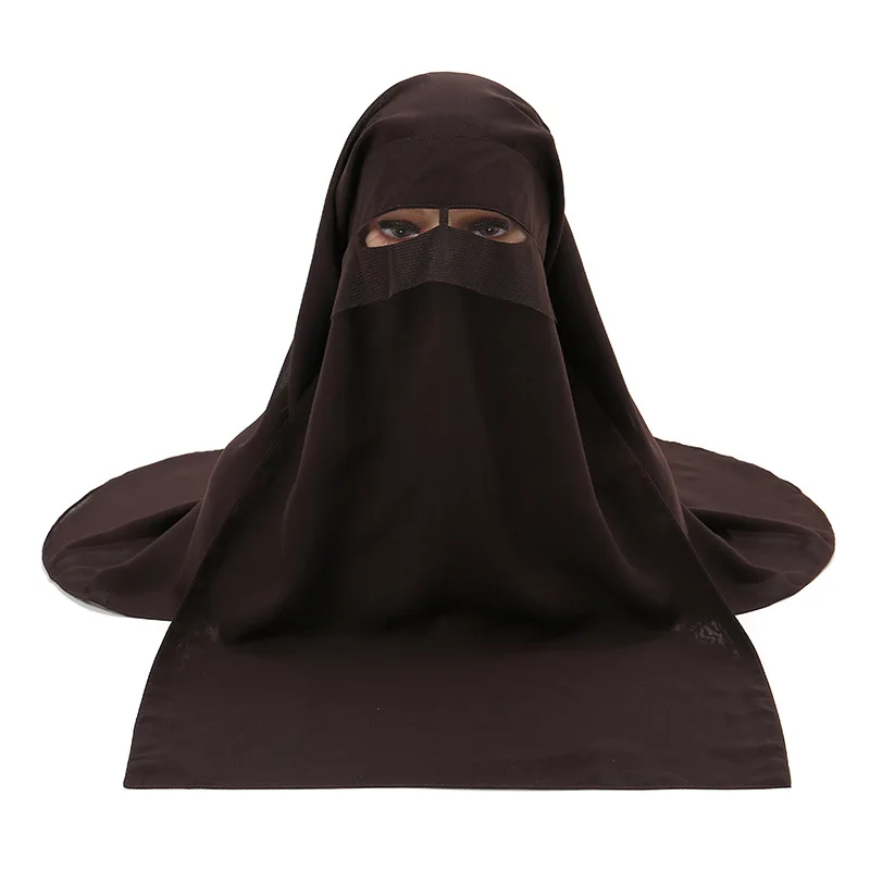 Latest Islamic Niqab Black Muslim Women Two Layer Chiffon Veil Face ...