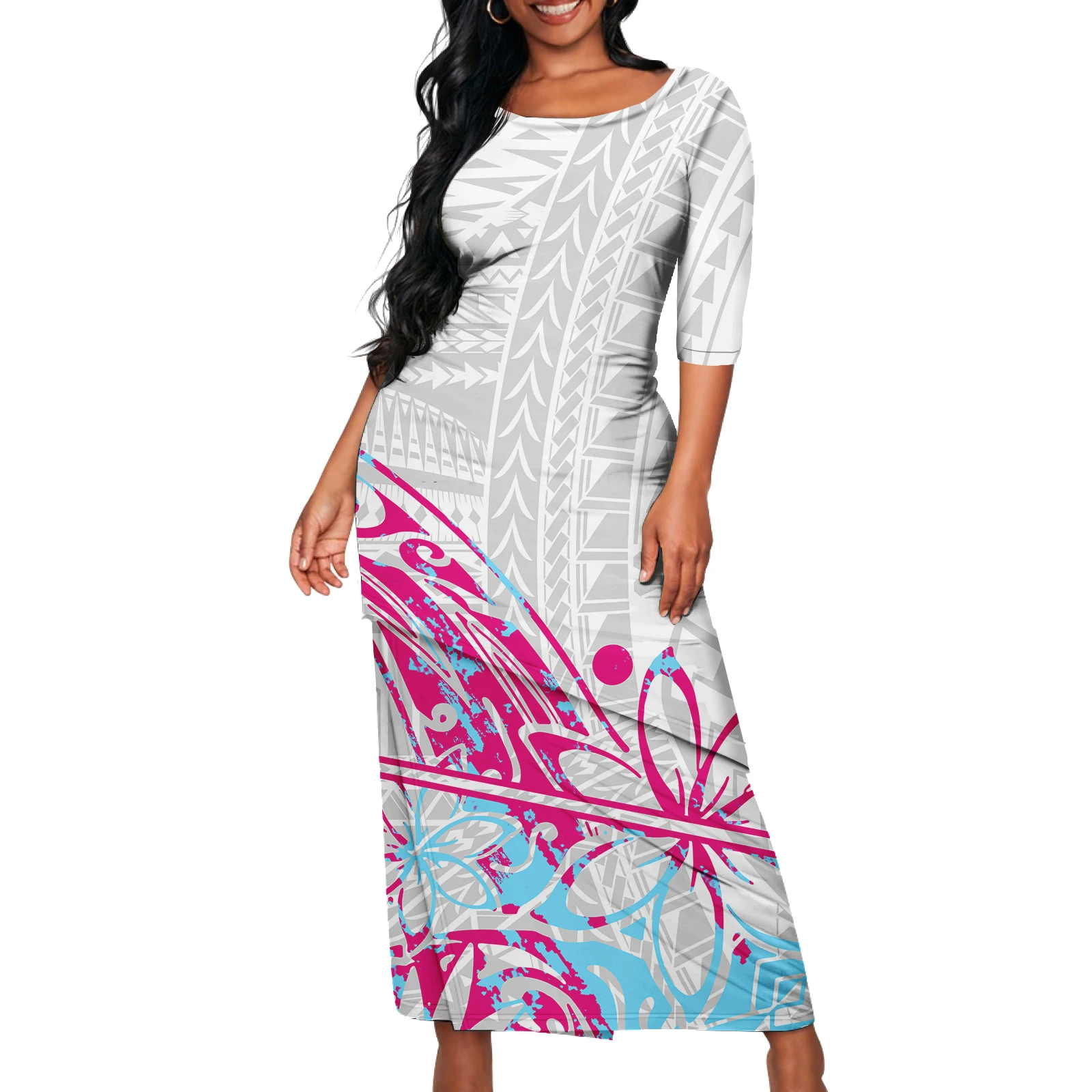 Samoa Puletasi Polynesian Tribal Fiji Print Custom Ladies Plus Size Women's Sets Church Dress ...