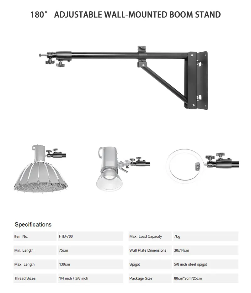 Wall Mounting Triangle Boom Arm Ceiling Wall Mount Light Tripod Stand ...