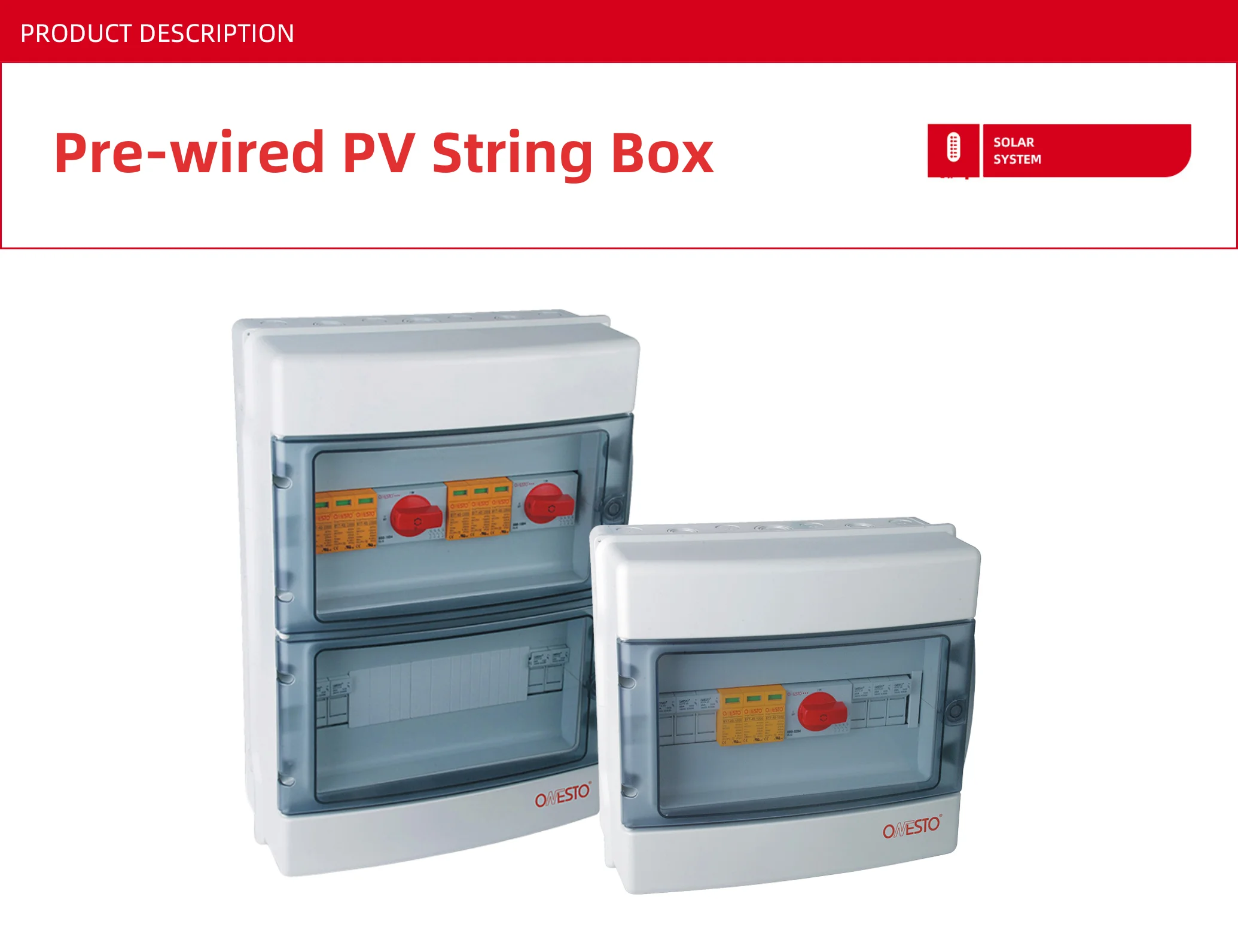 Onesto Solar PV Combiner Box 1000V DC PV String Isolation Box 25A 2 in ...