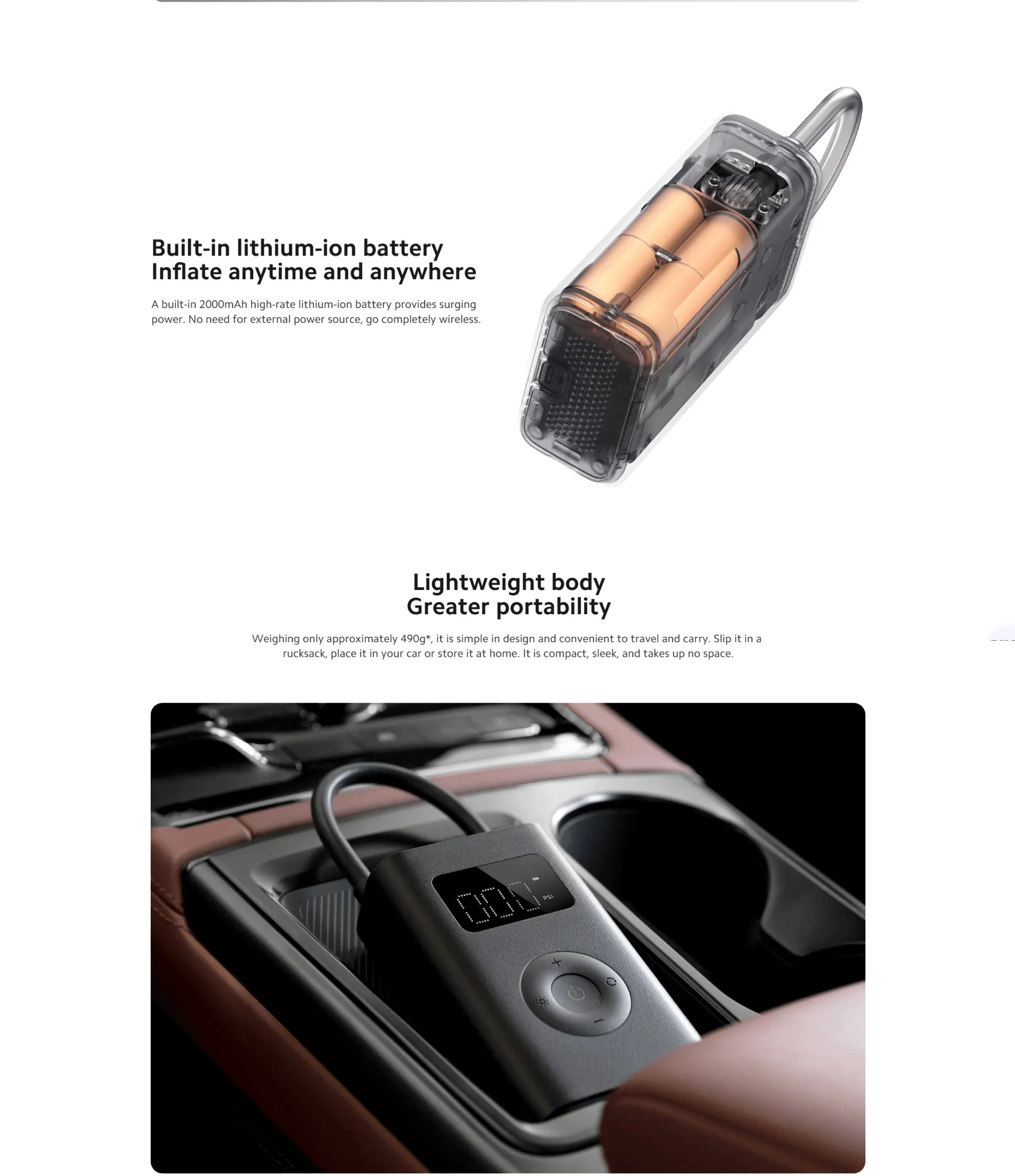 Xiaomi Mijia Air Pump 2 Mjcqb06qw Portable Universal Electric Air ...