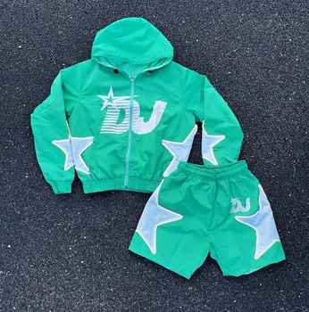 Men Sets Two Piece Custom Windbreaker Shorts And Jacket Tracksuit ...