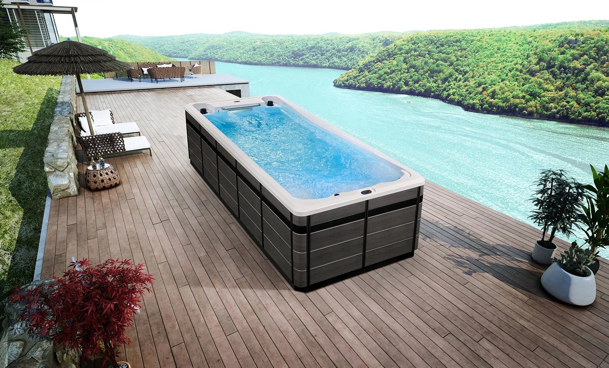 5.8 Meter Biggest Endless Swimming Pool With Spa Big Pool Ws-s06ct ...