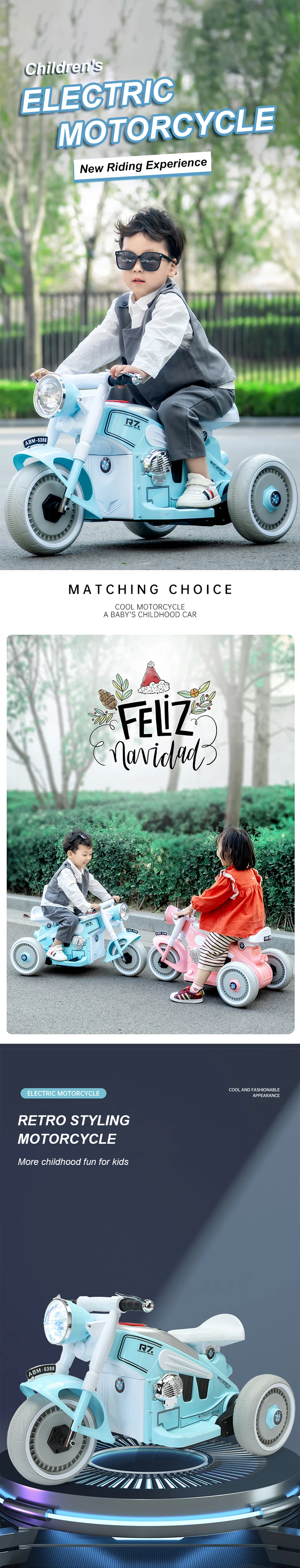 6v 4a Kids Electric Motorcycle Three-wheeled Motorbike Ride-on Cars For ...