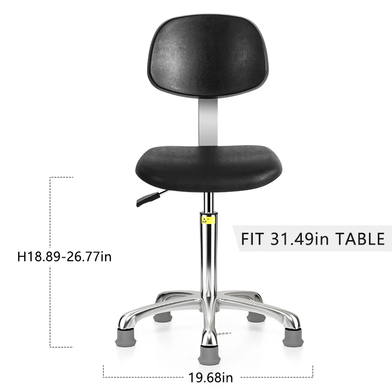 ESD Anti-Static Lab Chair with PU Foam Backrest Aluminum Workshop Chair ...