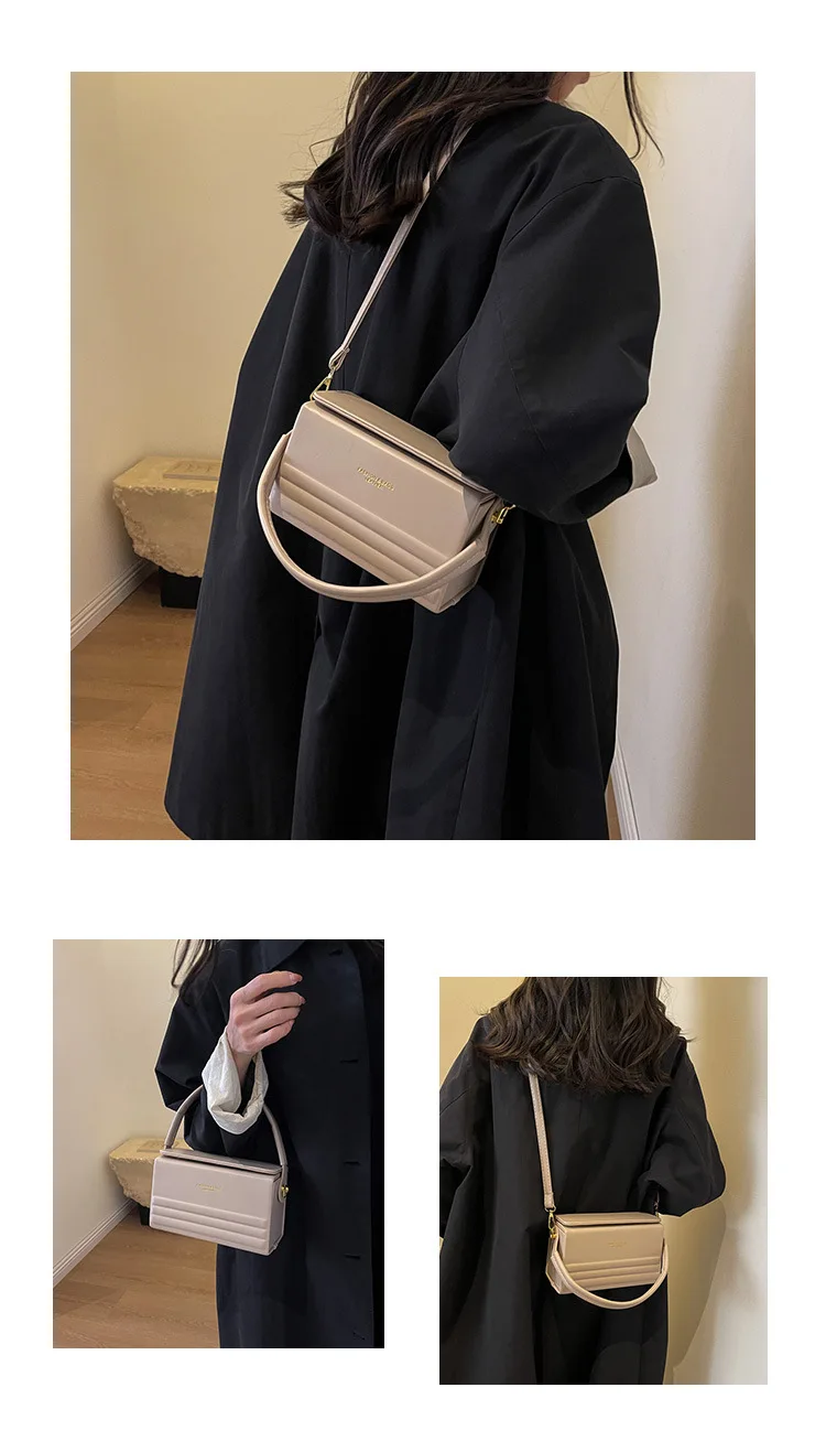 New Fashion Solid Color Box Pu Leather Women's Handbag Small Square ...