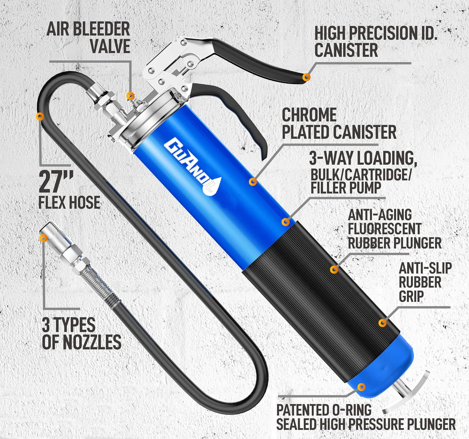 Custom Hand High Pressure Grease Gun 120cc 500cc Suction Filling ...