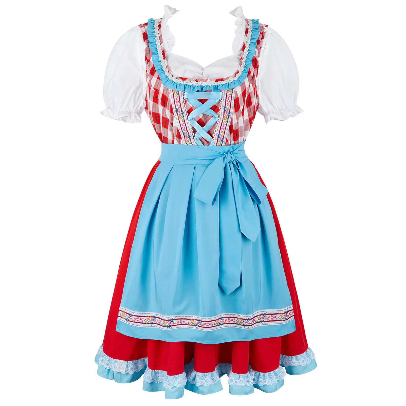 German Dirndl Dress Woman Plaid Costumes Oktoberfest Carnival Costume ...