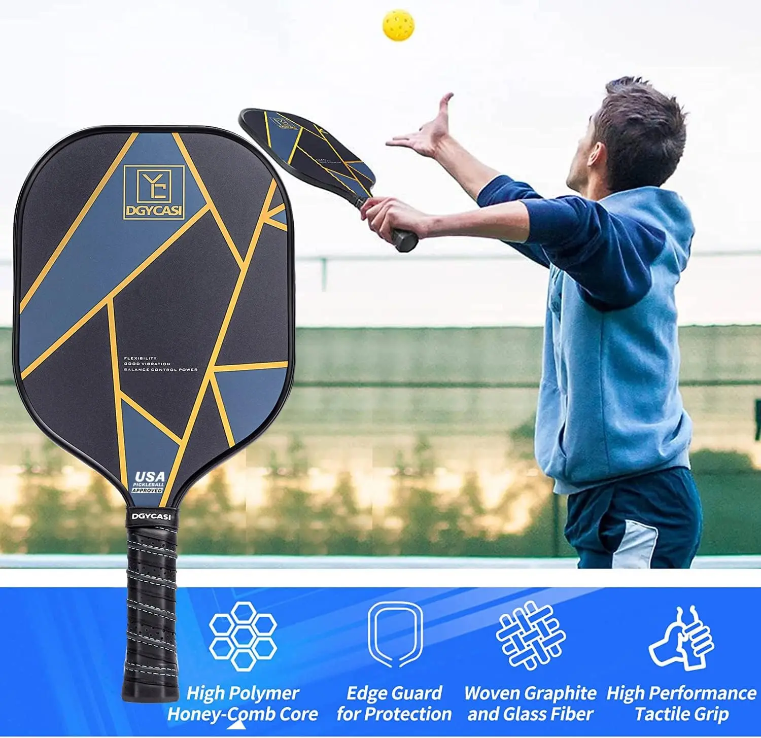 Custom Logo Cheap Price Fiberglass Pickleball Set With 4 Pickleballs,2 ...