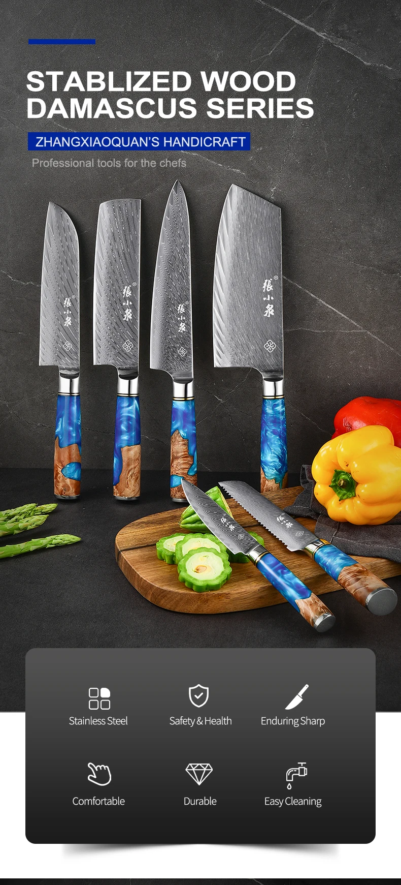 Chef Knife Vg10 67 Layers Japanese Damascus Kitchen Knife Set with ...