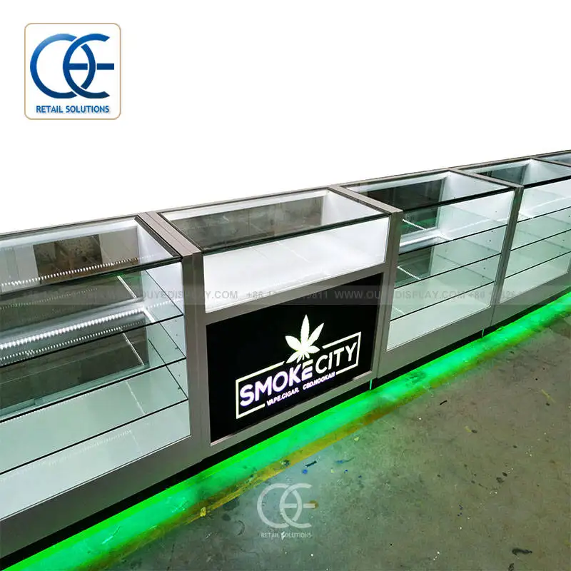 Custom Design Smoke Shop Display Table - Showcase Counter Cabinets