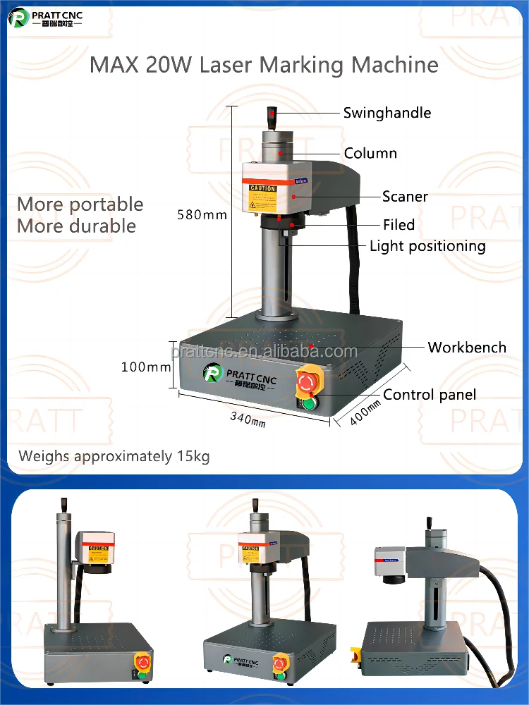 Portable Metal Nameplate Engraving Machine 20w 30w Small Size Fiber ...